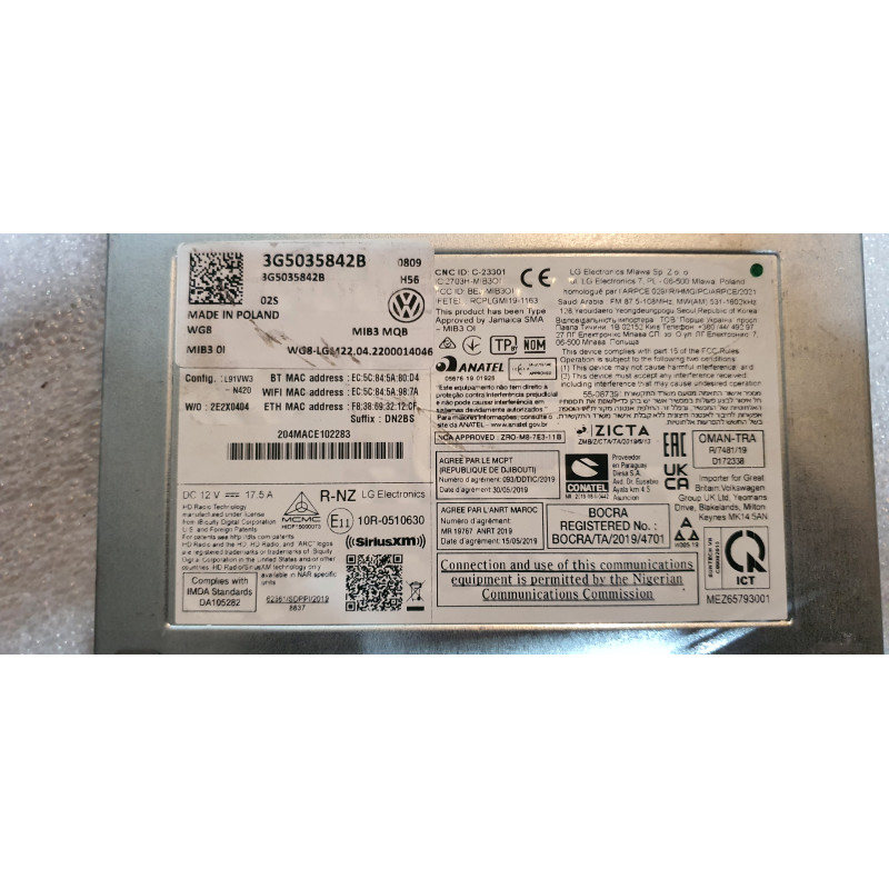 VOLKSWAGEN ATLAS SPORT TIGUAN TAOS JETTA ARTEON GPS MULTIMEDIA CONROL ...