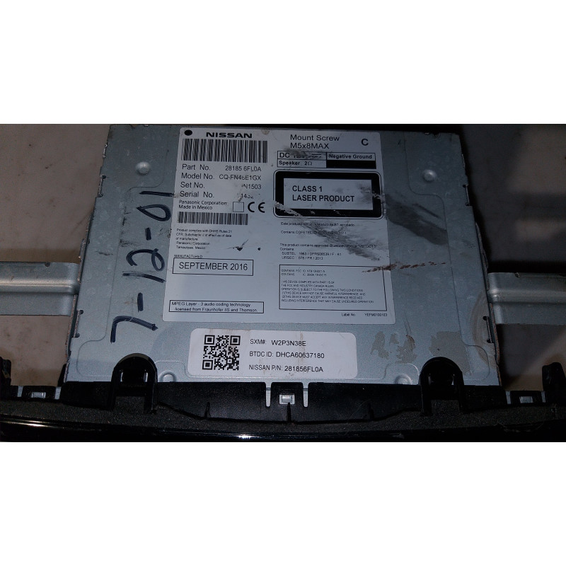 NISSAN ROGUE RADIO STEREO RECEIVER CD PLAYER XM MP3 2015-2017 28185-6FL0A 281856FL0A